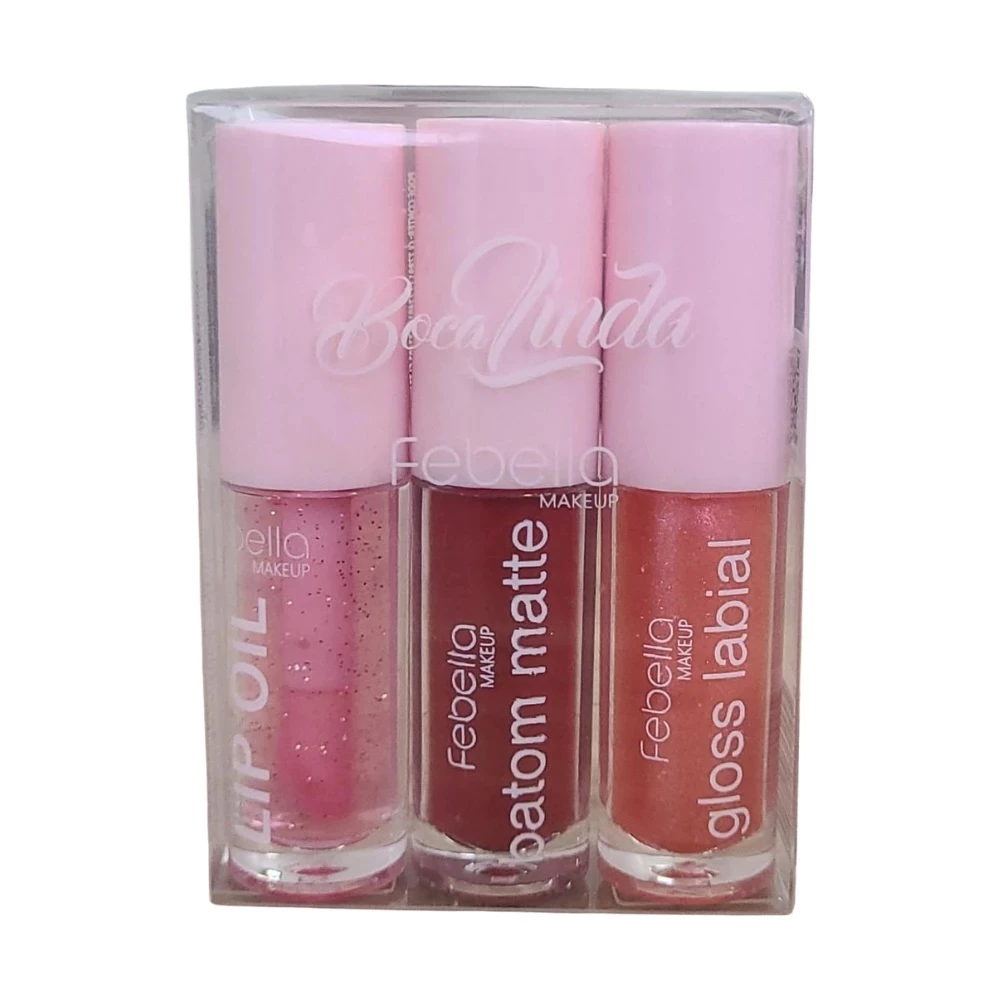 Gloss brilho labial +lip oil + batom matte Febella boca linda 3 itens ...
