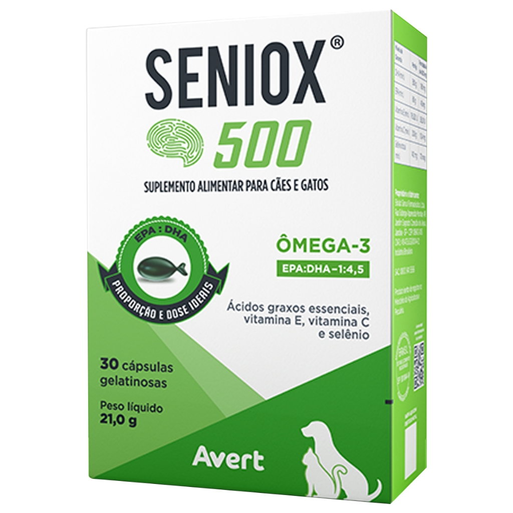 Seniox 500 mg Avert 30 Cápsulas Suplemento para Cachorro | Shopee Brasil