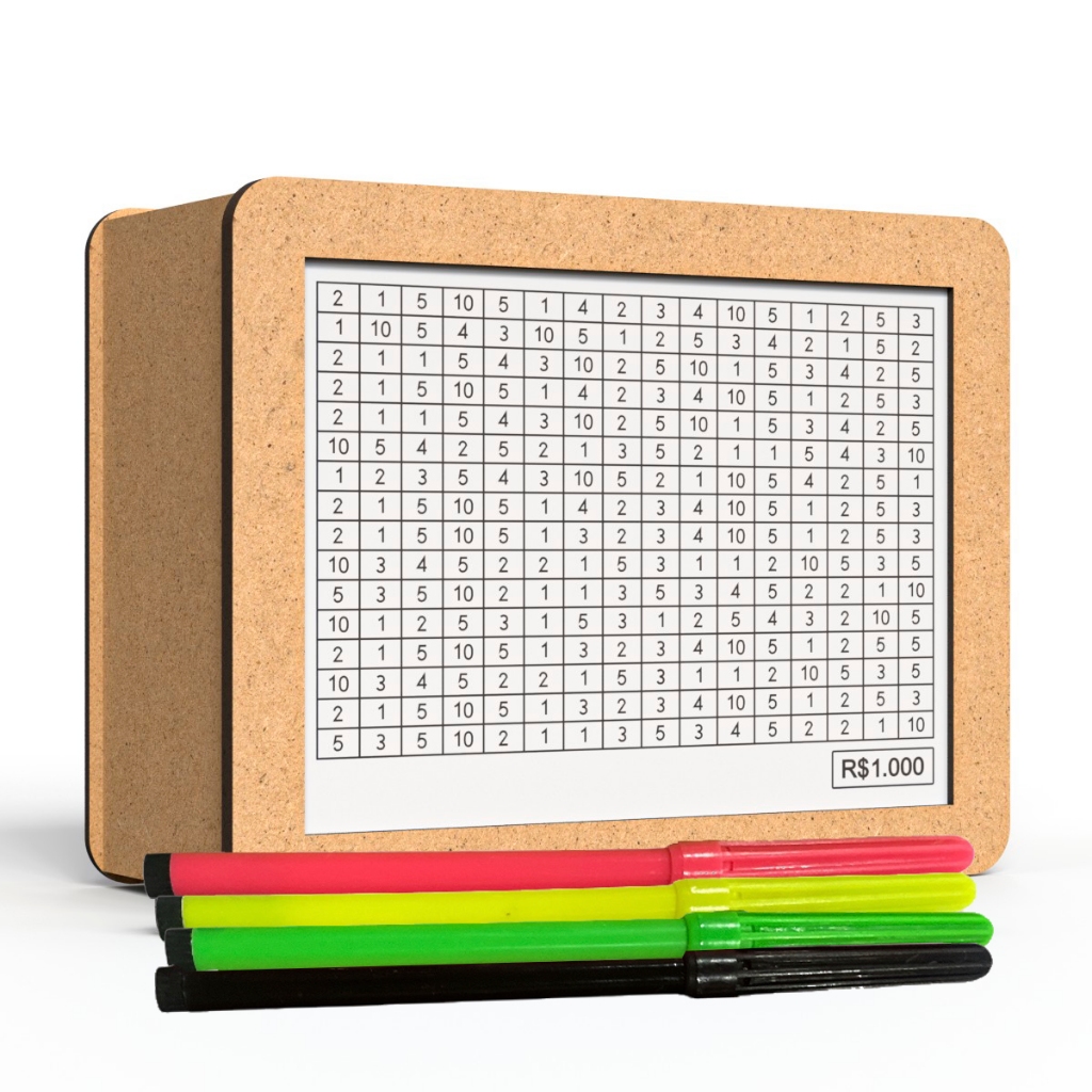 Caixa Cofre Desafio 1000 5000 10000 Caixa Dinheiro De MDF Método Japonês Contagem Economia Com ...