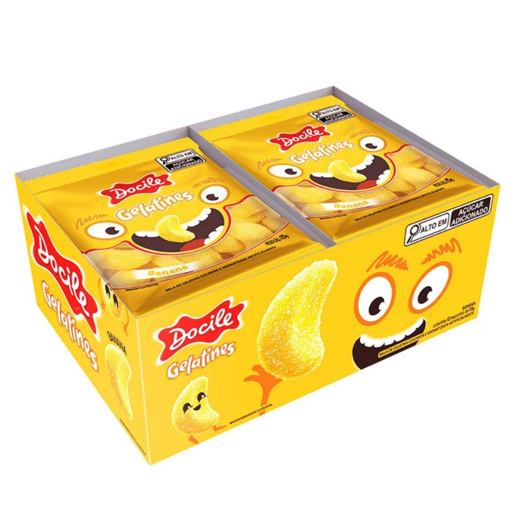 Docile Balas de Gelatina Mini Bananas C/12 Unidades de 15g | Shopee Brasil