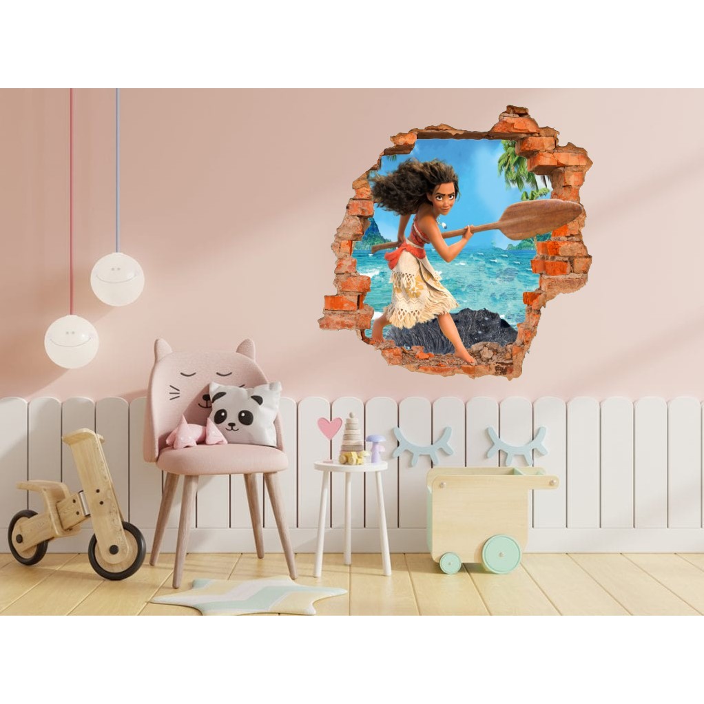 Adesivo Moana remo quebrando parede - Recorte especial * | Shopee Brasil