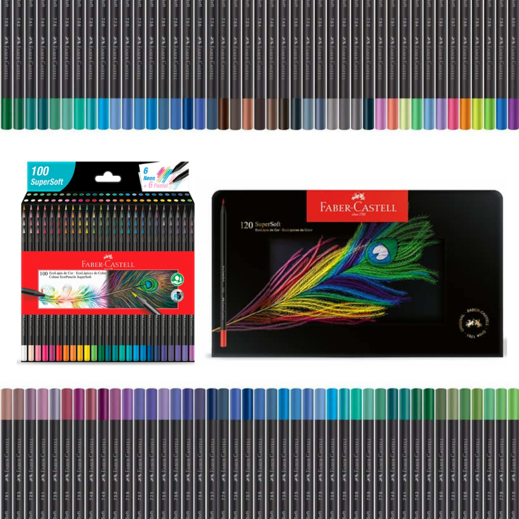 Lapis de Cor Supersoft 100 e 120 Cores Faber-Castel | Shopee Brasil