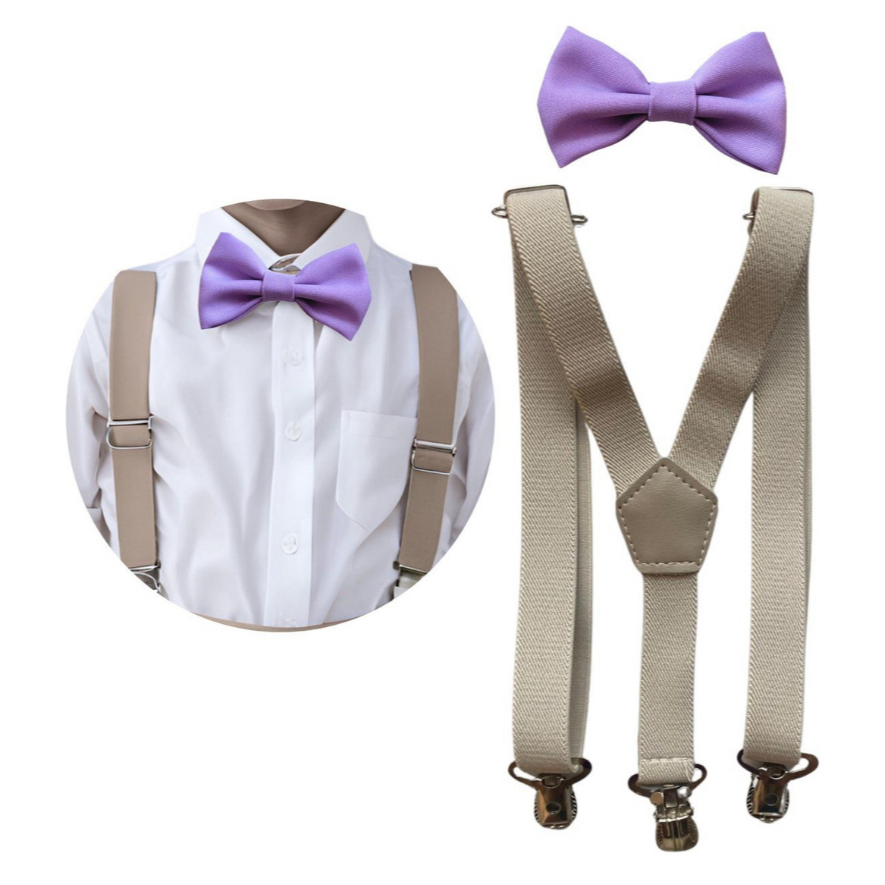 Kit Suspensório Bege e Gravata Borboleta Adulto Ou Infantil Lilas ...