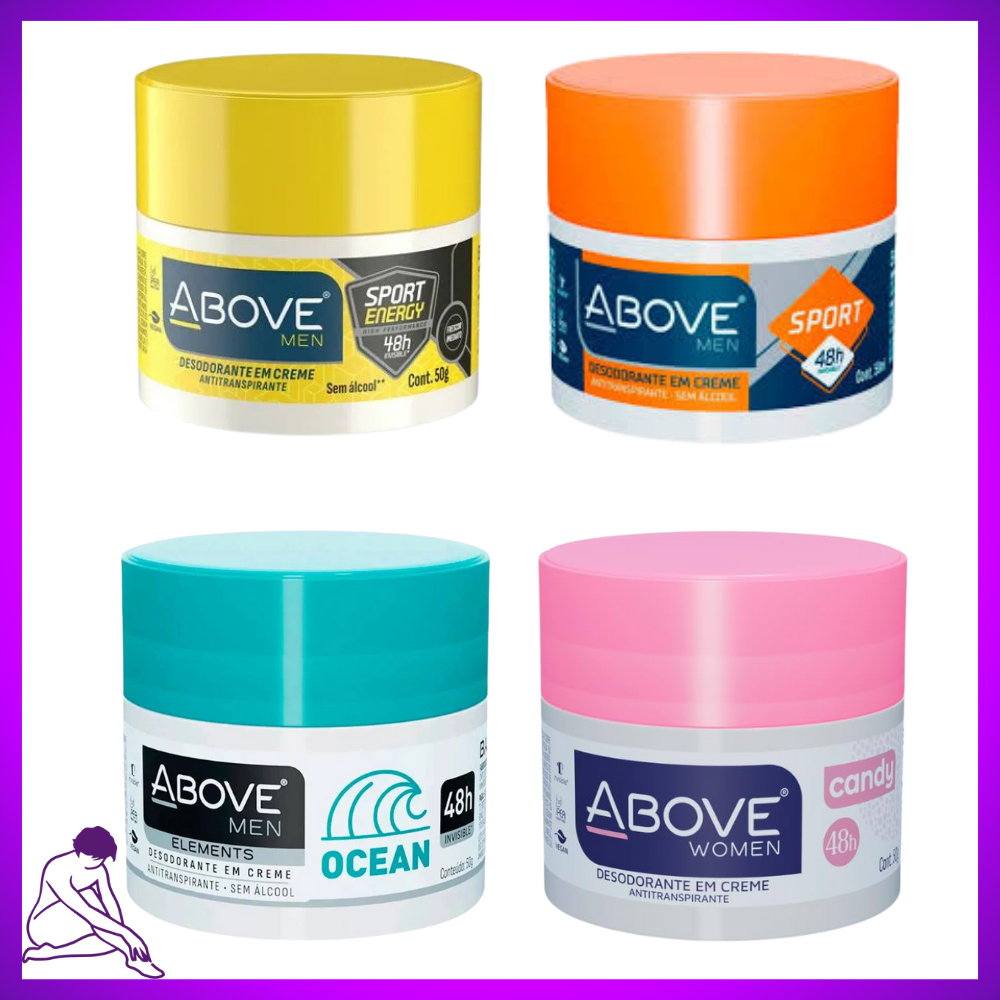 Kit Mix 4 Desodorante em Creme Above 50g | Shopee Brasil