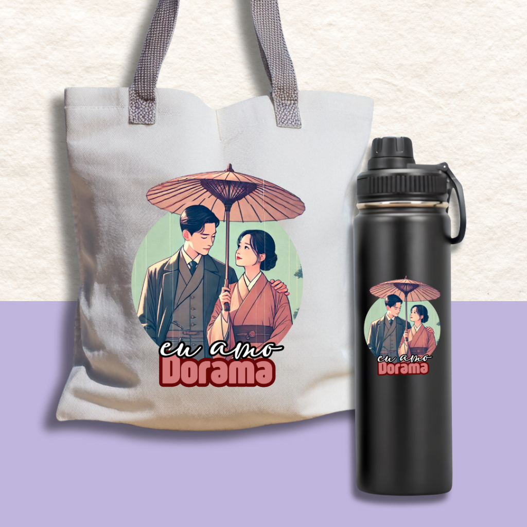 Kit Ecobag + Garrafa térmica "Eu amo dorama" / dorameira | Shopee Brasil