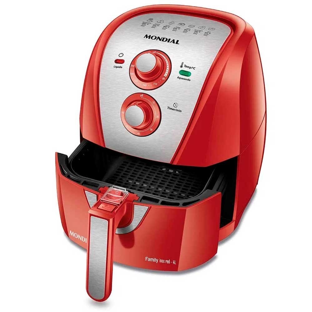 Fritadeira Mondial Family Inox Red 4L 1500W AFN40RI | Shopee Brasil