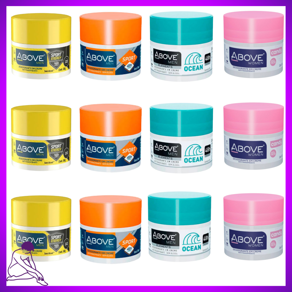 Kit Mix 12 Desodorante em Creme Above 50g | Shopee Brasil