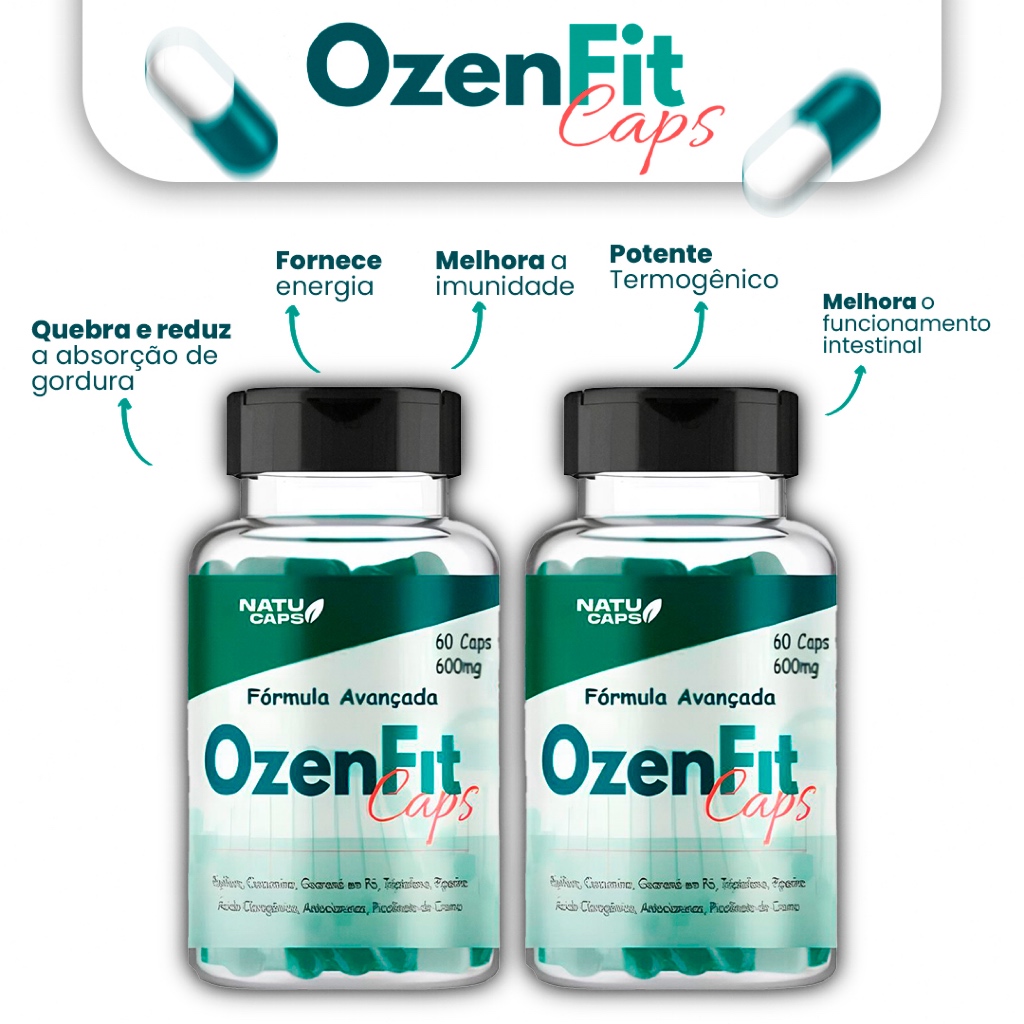 2 Potes Ozenfit 120 Cápsulas - Promoção Relâmpago - Queima de Gordura ...