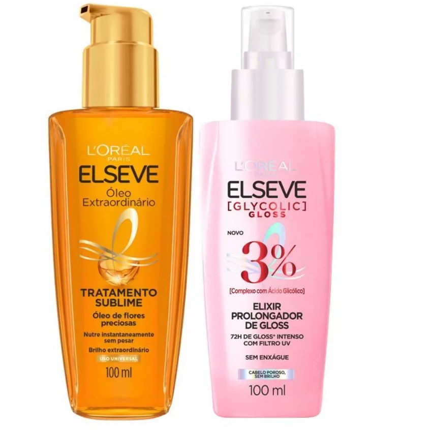 Óleo Elseve Extraordinário 100ml + Sérum Glycolic Gloss 100ml | Shopee ...