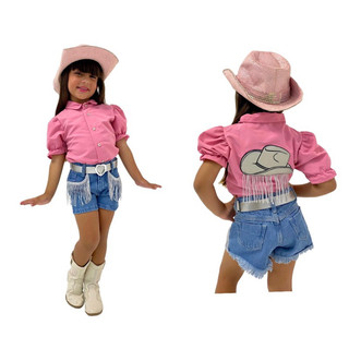Conjunto infantil Boiadeira Ana Castela roupa country rosa menina ...