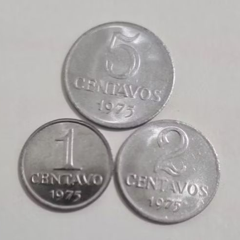 MOEDAS DE 1, 2 E 5 CENTAVOS 1975 EFÍGIE( ITEM DE COLECIONADOR) | Shopee Brasil