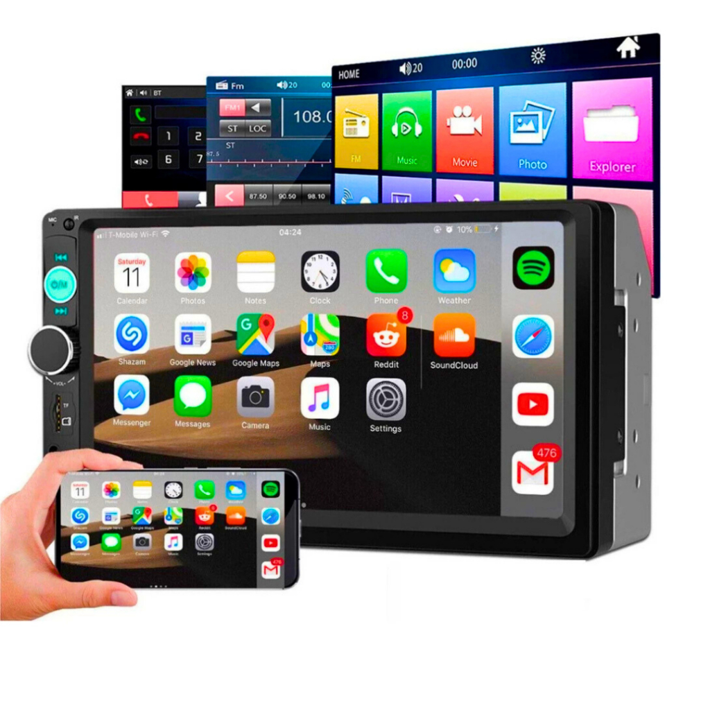 Dvd Automotivo 2 Din Central Multimidia Mp5 Bluetooth Usb Tela 7 Polegadas Hd Espelhamento ...