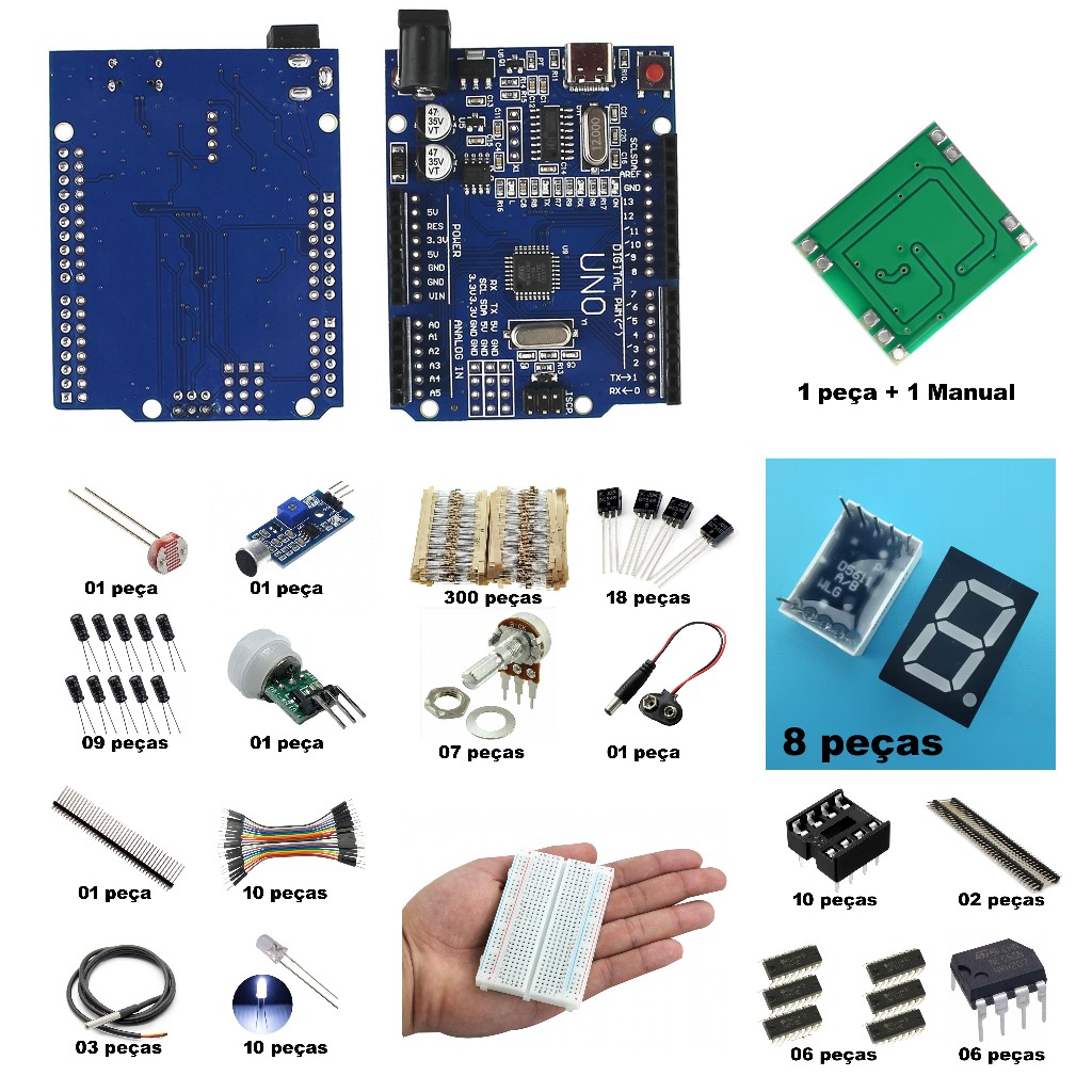 Kit Arduino UNO R3 Completo 400 Peças | Shopee Brasil