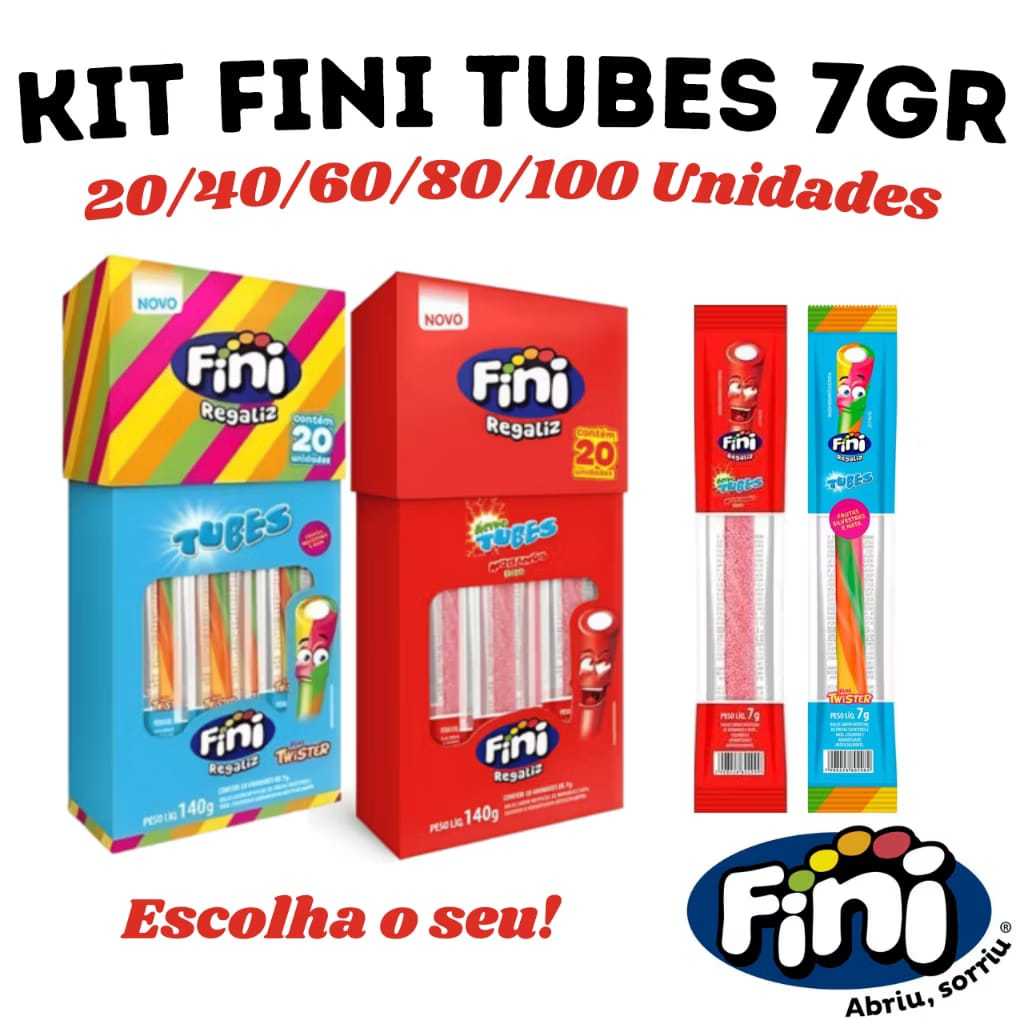 Kit Mini Fini Tubes 20,40,60,80,100 Unidades De 7 Gr Morango Ácido ...