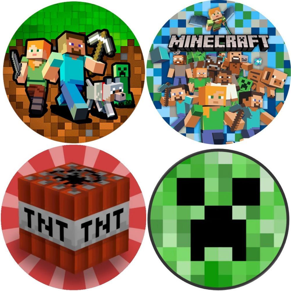 Kit 130 adesivos redondo Minecraft | Shopee Brasil