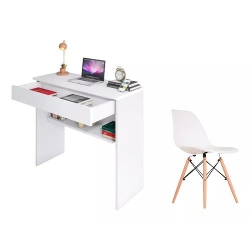 Kit Mesa Michelle + Cadeira Eames Industrial Preto ou Branco Multiuso ...