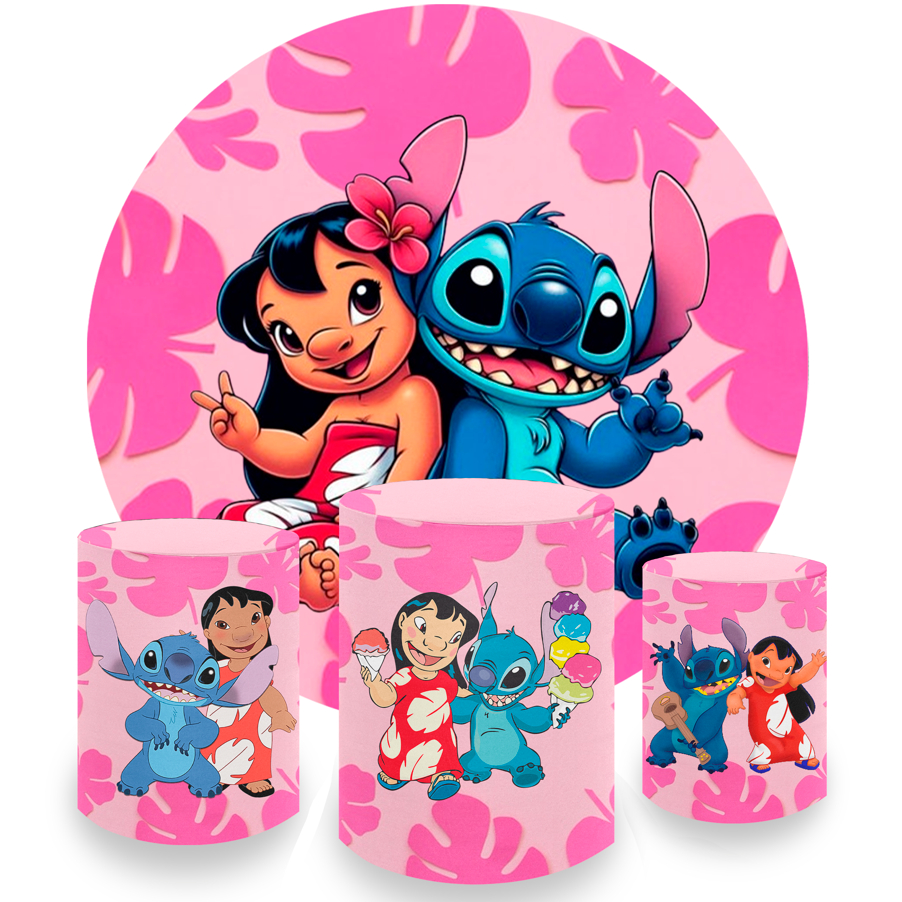 Kit Painel Redondo em tecido sublimado 1,5 + 3 Capas de Cilindros LILO ...