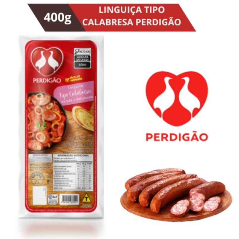 Linguiça Calabresa Perdigão Defumada Pacote 400g - Ideal Para Feijoada ...