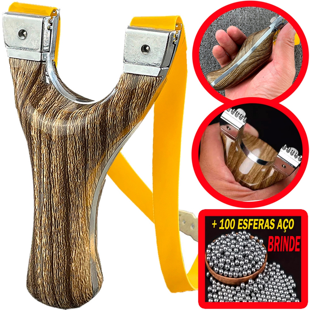 Atiradeira S24 + 100 Esferas Aço Estilingue Profissional Slingshot ...