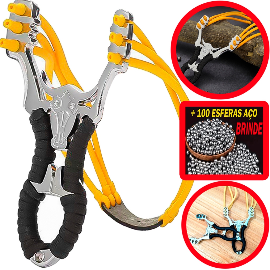 Atiradeira S26 + 100 Esferas Aço Estilingue Profissional Slingshot ...