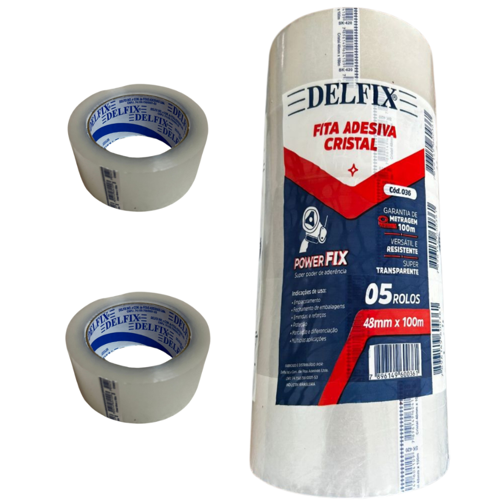 KIT 2 FITAS ADESIVAS LARGA CRISTAL 100M X 48MM ALTA QUALIDADE DELFIX ...