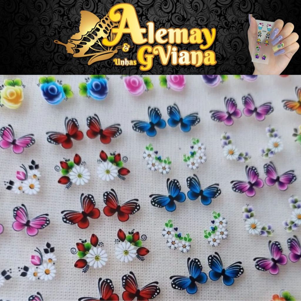 Adesivos de Unhas Pré Prontos 100 Adesivo para Decoração - Alemay e ...