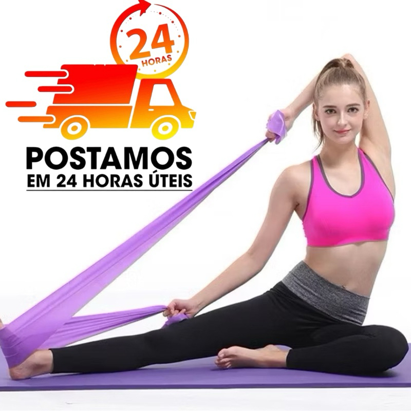 Faixa elastica 1,5M Para exercicios fisicos fisioterapia treino em casa ...