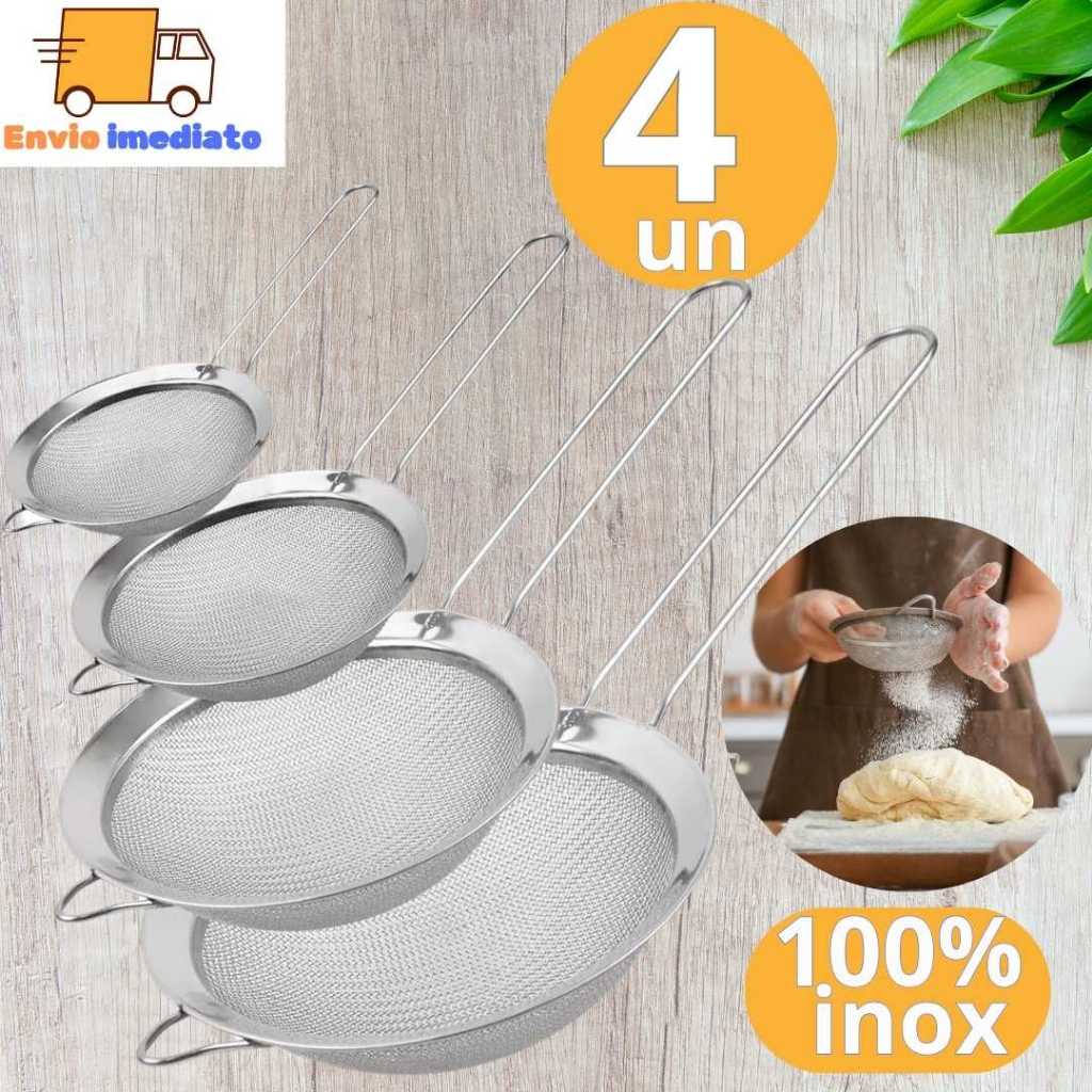 4 Peneiras Coador em Aço Inox Multifuncional Para Farinhas Alimentos ...