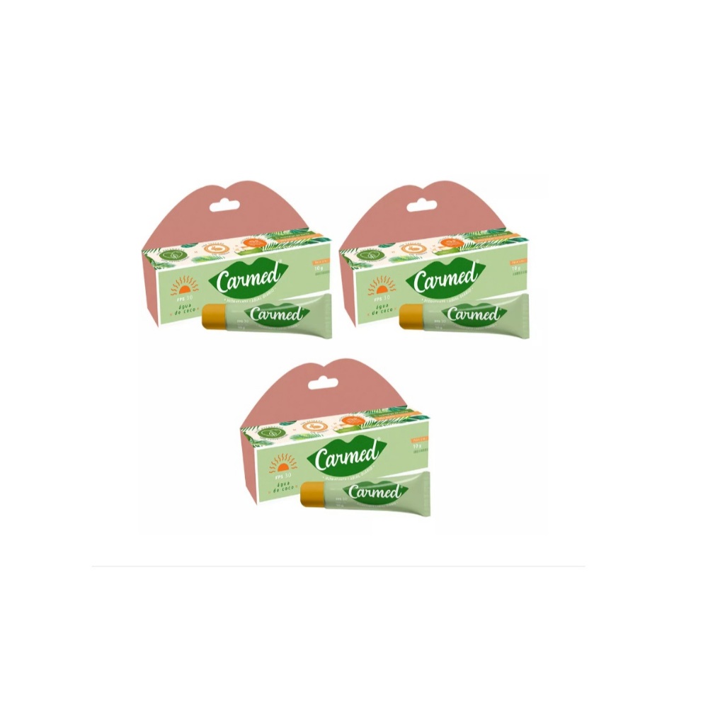 Kit 3 Carmed Água De Coco hidratante Labial lip balm 10g | Shopee Brasil