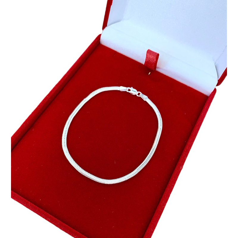 Pulseira de Prata 925 Legítima Rabo de rato achatada 19cm. | Shopee Brasil