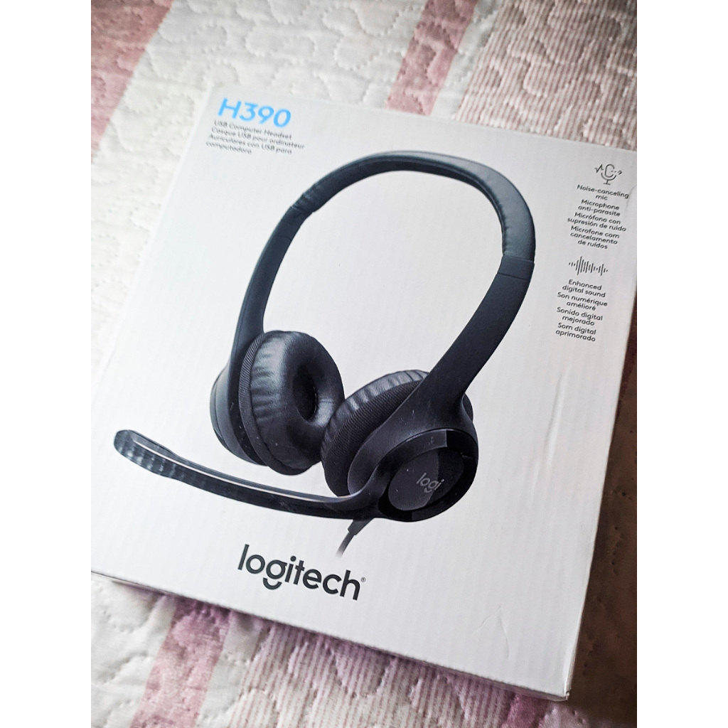 Headset Fone Logitech H390 com fio USB e Microfone - Preto | Shopee Brasil