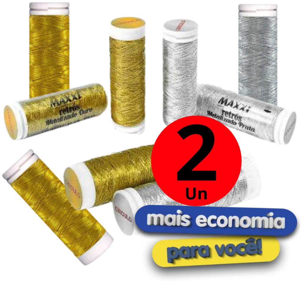 Kit Linha de Costura Metalizada Maxxi Retrós Ouro e Prata | Dourado ...