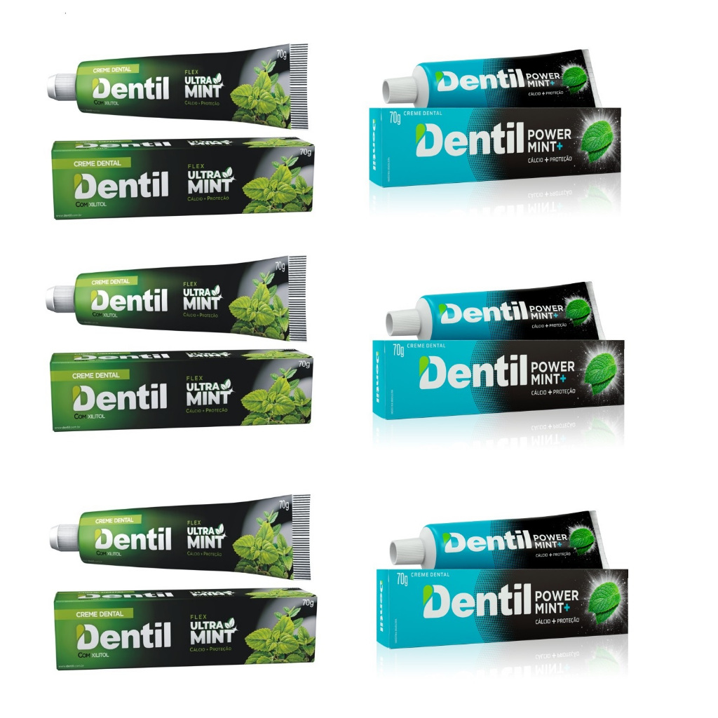 Kit 3 Creme Dental Dentil Powermint + 3 Creme Dental Dentil Ultra Mint ...