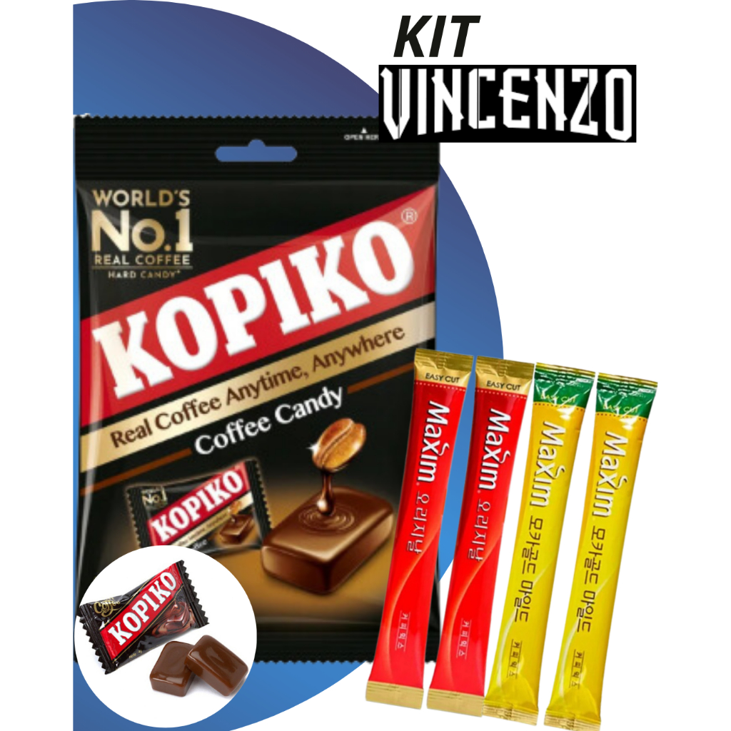 KIT VINCENZO (1 PACOTE DE BALA KOPIKO CAFÉ + 2 SACHÊS DE MAXIM'S COFFEE ...
