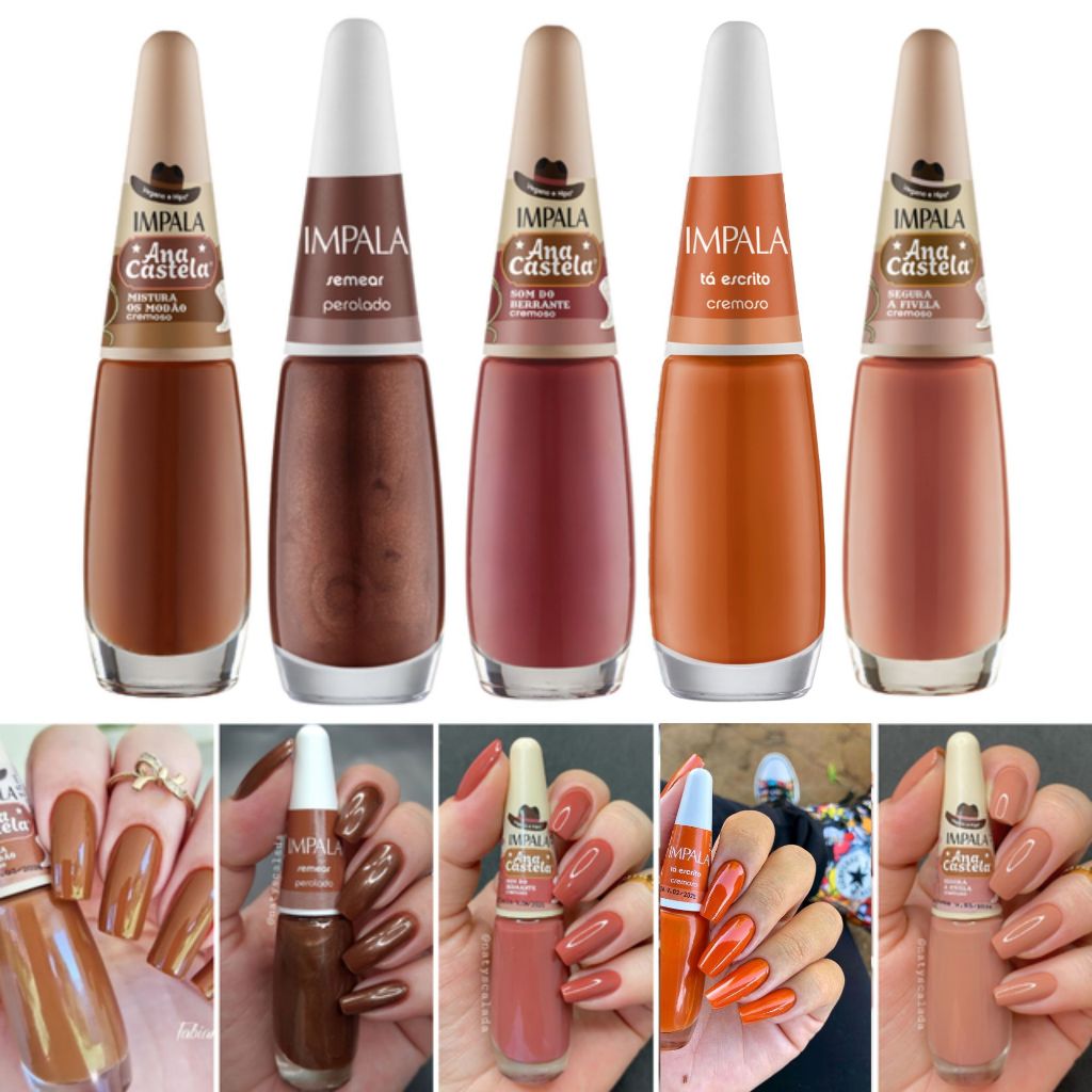Impala Kit de Esmaltes TonsTerrosos Marrom Esmalte 5 Cores ...