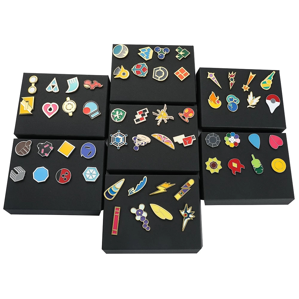 Kit Broches Insígnias Ginásios Pokémon Caixa Fecho Magnético Pin/Broche ...