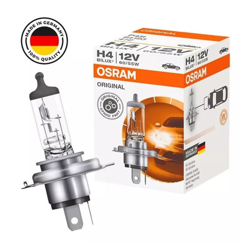 Lâmpada Osram Halógena H4 Original 60 55w 12v Bilux Made In Germany Farol de Carro | Shopee Brasil