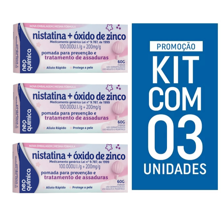 Creme Para Assaduras 60g Oxido de Zinco + N ista tina - Kit com 3 ...