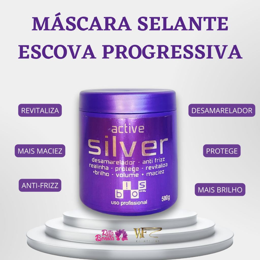 Mascara Selante Escova Progressiva SILVER DESAMARELADORA Alisa e Reduz ...