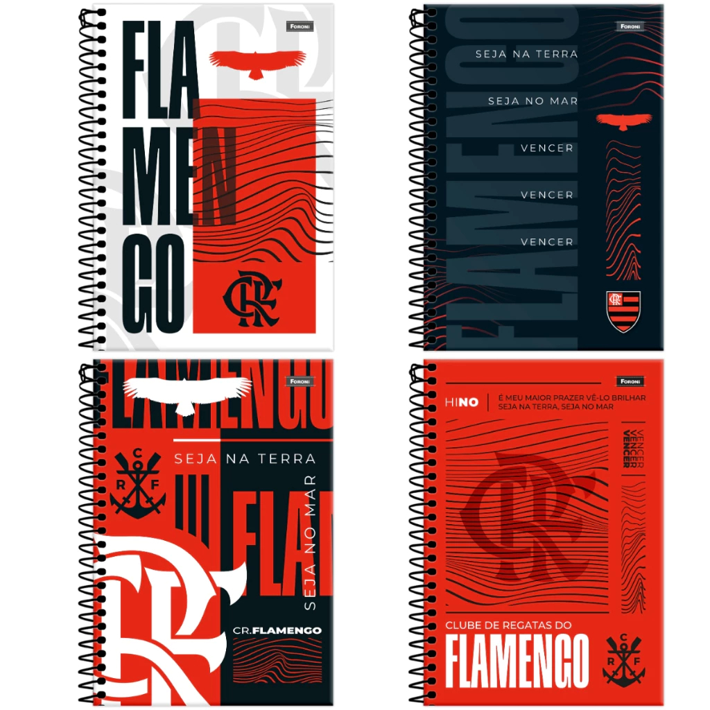 Caderno Universitário 80/160 Folhas 1M/10M Flamengo Foroni | Shopee Brasil