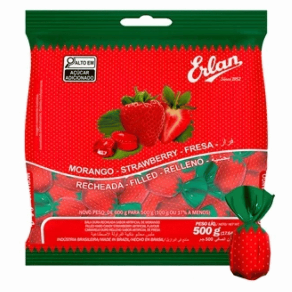 Bala Recheada Dura Morango Cestinha Moranguinho 500GRS Erlan | Shopee ...
