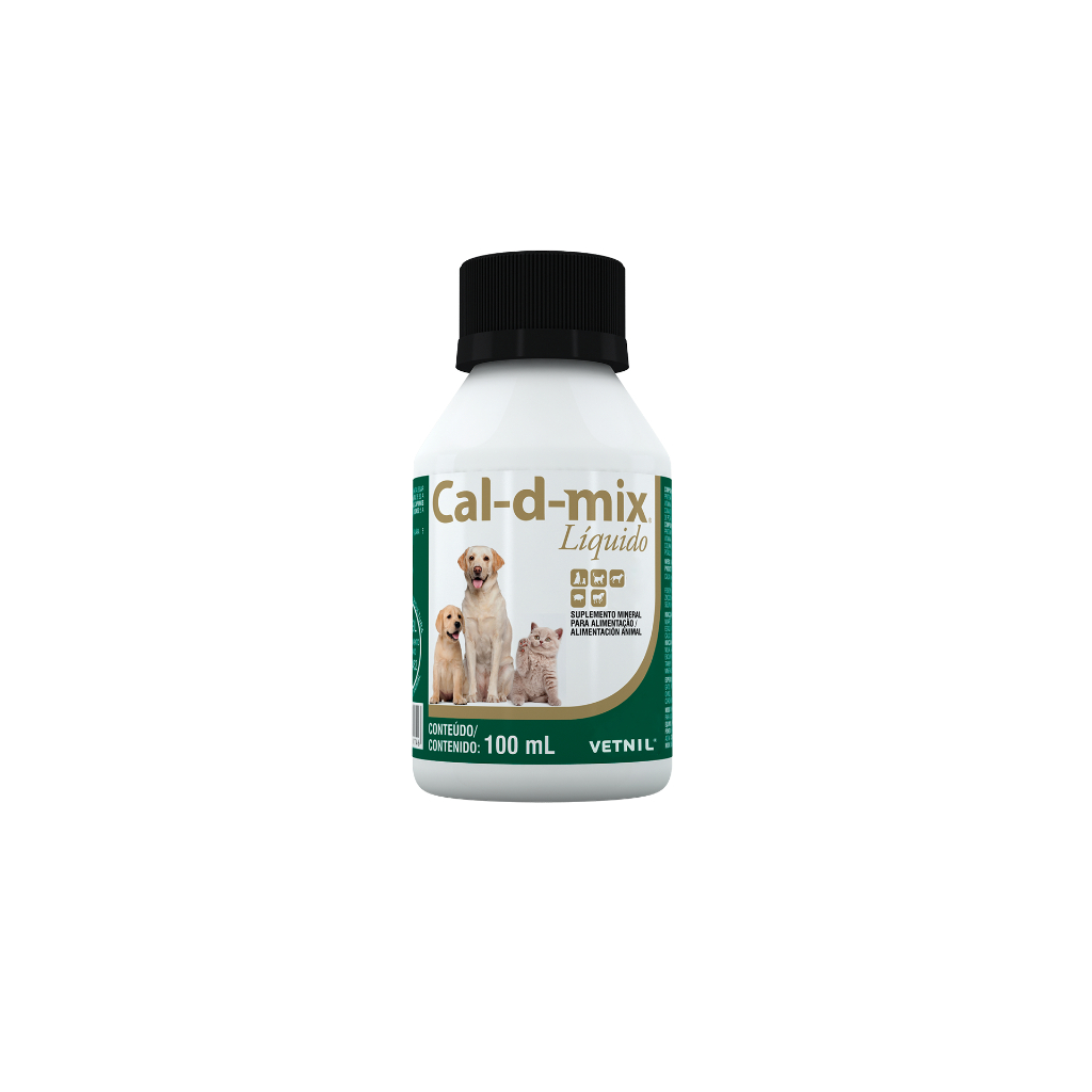 Cal-d-mix Pet Líquido 100mL - Suplemento Mineral Vitamínico para Cães e ...