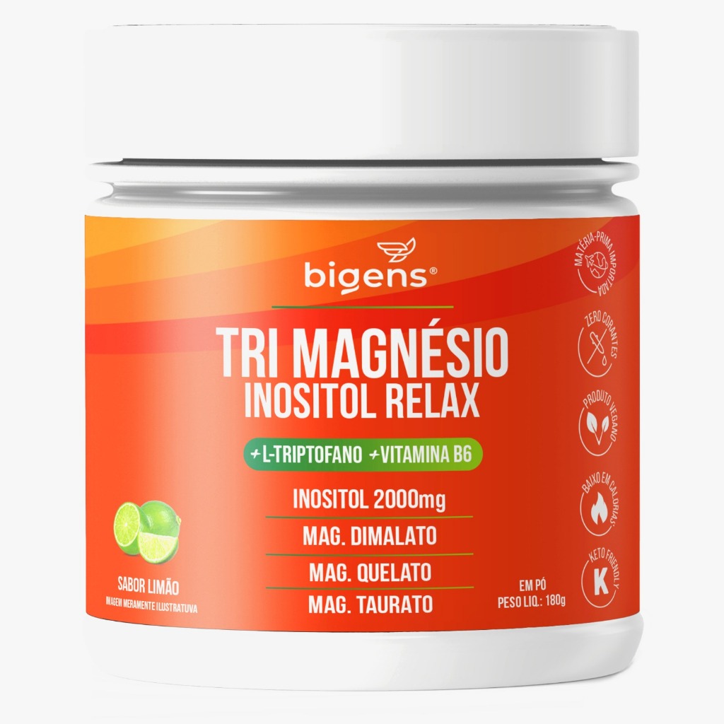 BIGENS TRI MAGNÉSIO INOSITOL RELAX 180G LIMÃO BIOGENS | Shopee Brasil