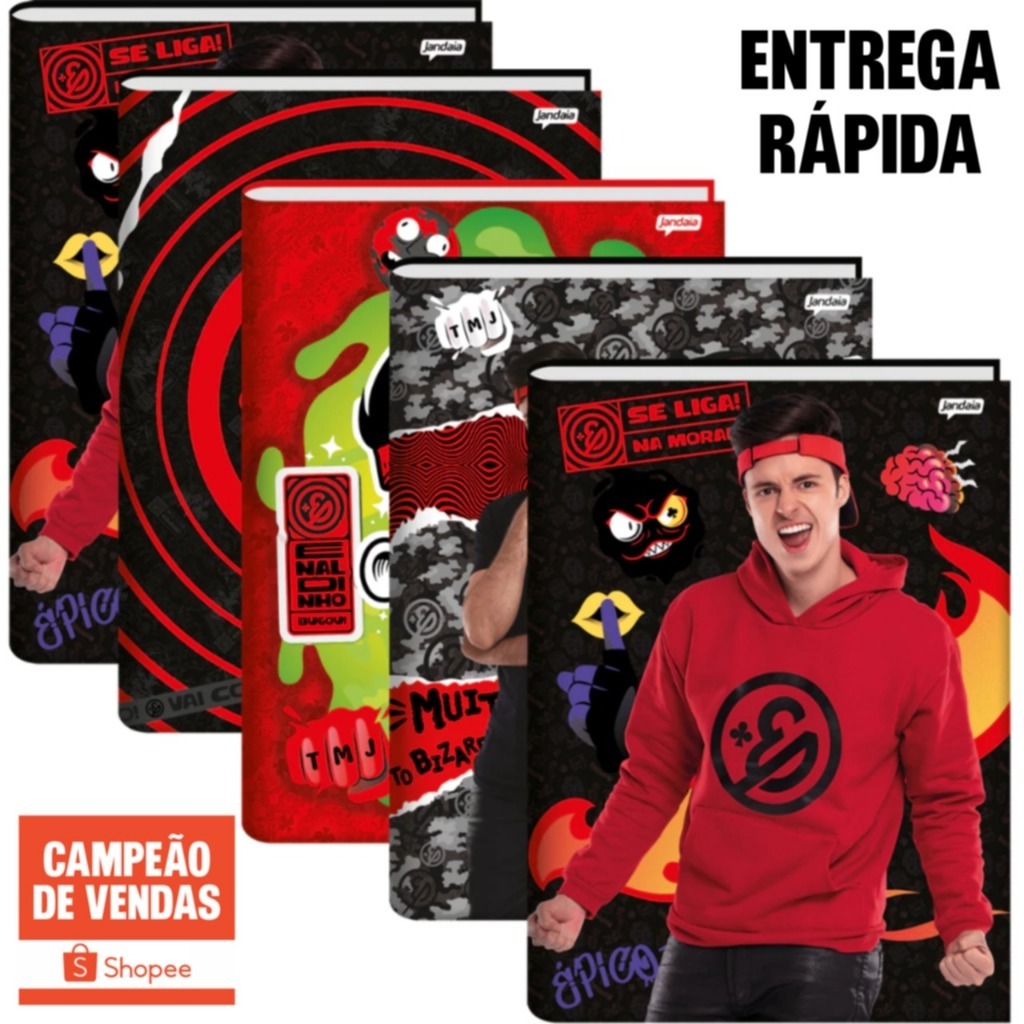 KIT SORTIDO 4 Cadernos Escolar Brochura Enaldinho 1/4 com Pauta ...