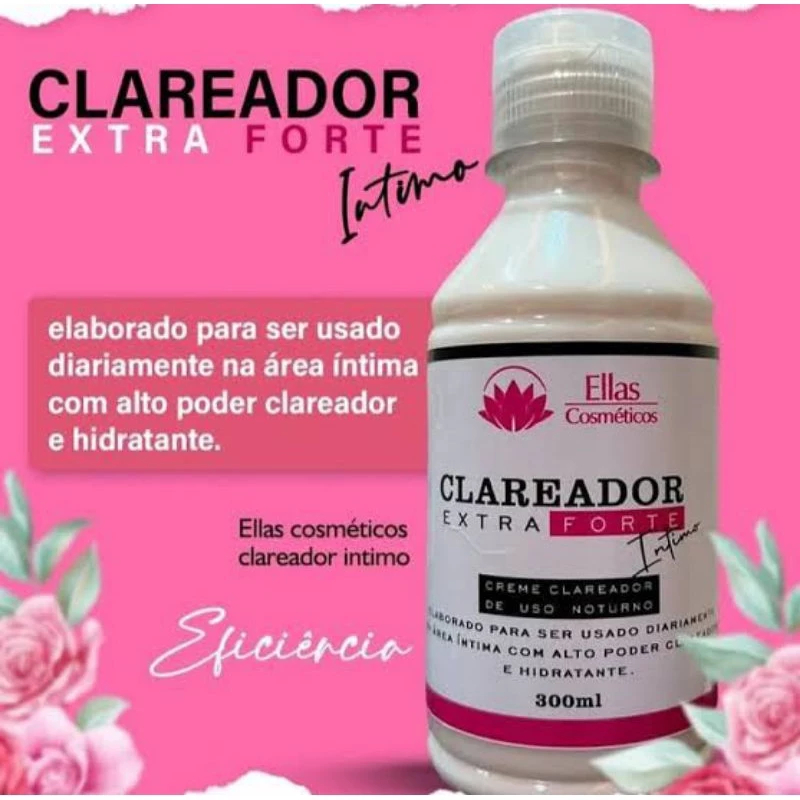 Clareador Íntimo Extra Forte 300ml Ellas Cosméticos KIT C/3un | Shopee ...