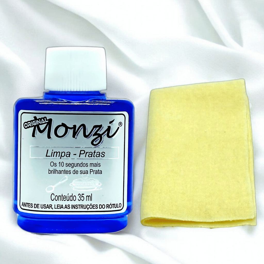 Limpa Prata Monzi 35ml Original + Flanela Mágica Limpa Joia | Shopee Brasil