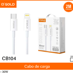Cabo para carregar dispositivos iOS Turbo 30W Tipo UBS-C 2 Metros Agold CB104 | Shopee Brasil