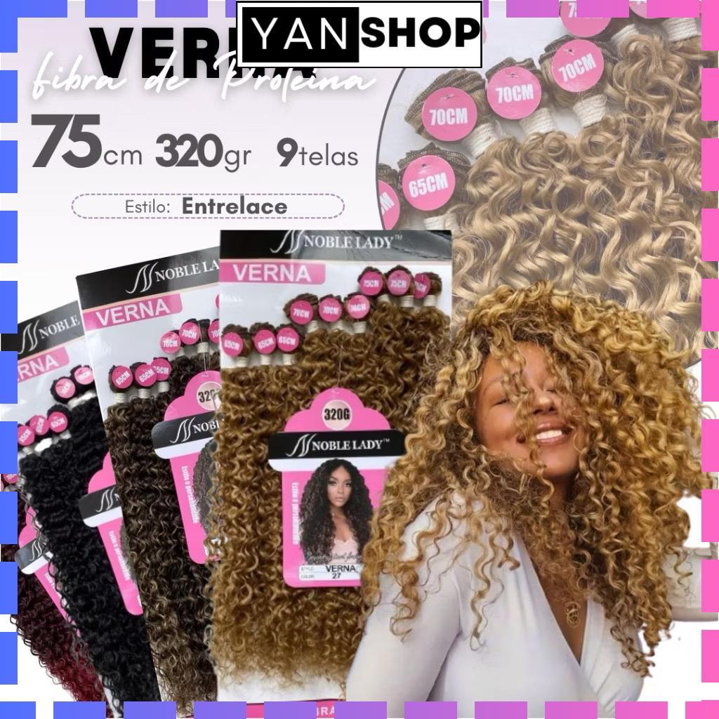 Cabelo Cacheado para Entrelace Verna Noble Lady Fibra de Proteína 75cm ...