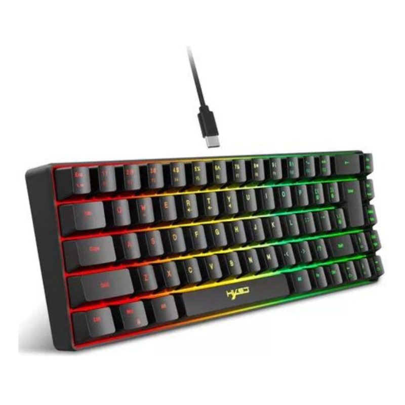 Teclado Hysj K68 Teclado Com Fio Mini Rgb Gaming V200 | Shopee Brasil