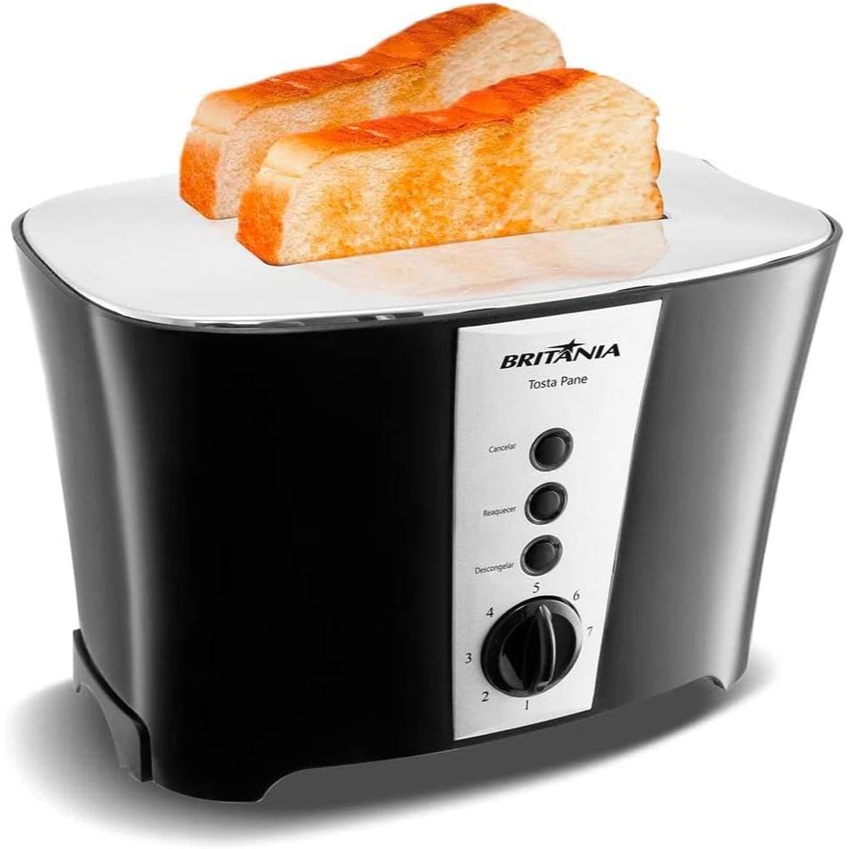 Torradeira Britânia Tosta Pane 7 Níveis Tostagem 850W Preto Inox ...